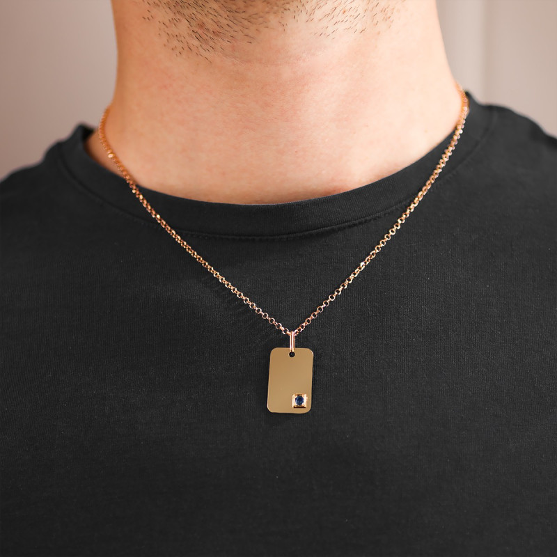 Pendentif Plaque, Or jaune 750 & Saphir - Lucas Lucor