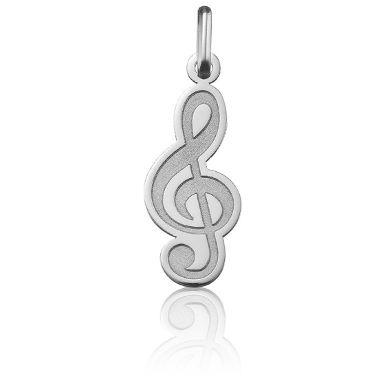 Pendentif Clef de Sol, Or blanc 750 - Argyor
