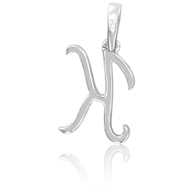Pendentif lettre K, Or blanc 750 et diamants - Allegoria