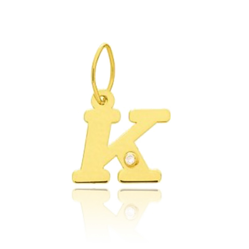 Pendentif lettre K, Or jaune 750 et diamant - Emanessence