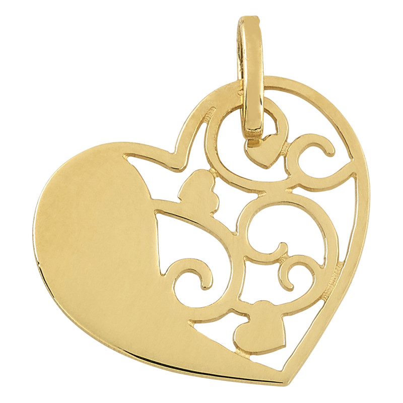 Pendentif Coeur ajouré arabesque Or Jaune 750 - Emanessence