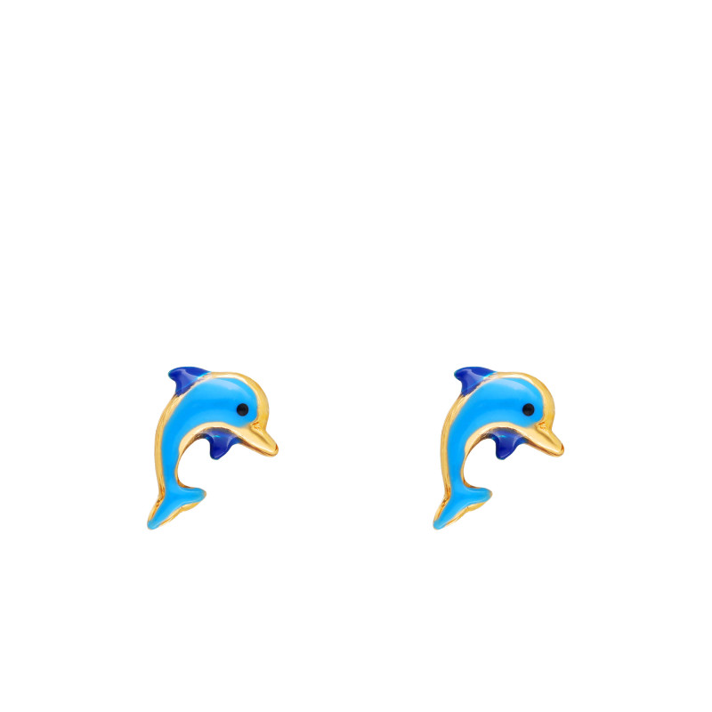 Boucles d'oreilles enfant, Dauphin, Or jaune